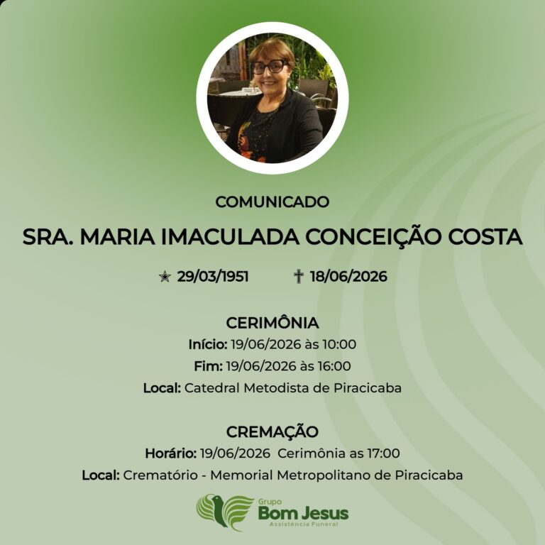 Nota de Pesar – Reverenda Maria Imaculada Conceição Costa – Igreja ...